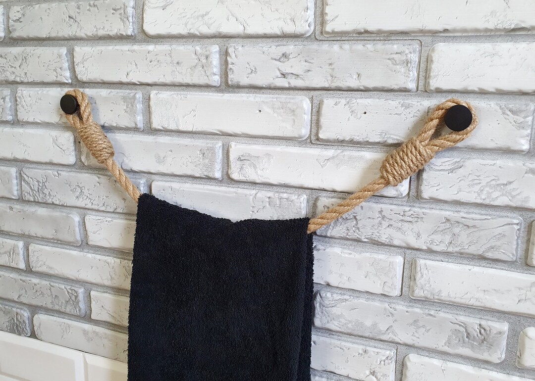 Rope Towel Holder Jute Rope. Nautical Decor Bathroom. Shabby - Etsy