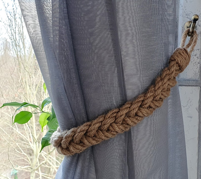 Curtain Tiebacks Chunky Braided. Pigtail of Four Ropes Shabby Chic ...
