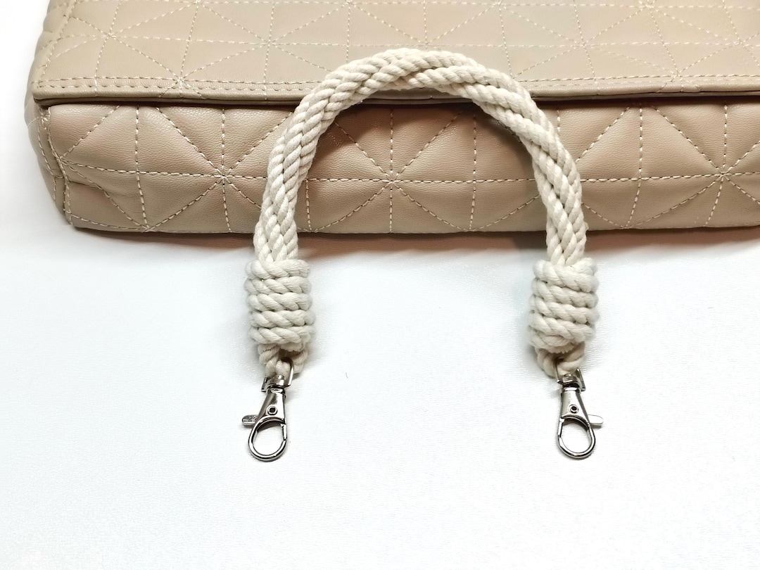 White Cotton Rope Bag Handles: Metal Locks, DIY Accessory - Etsy