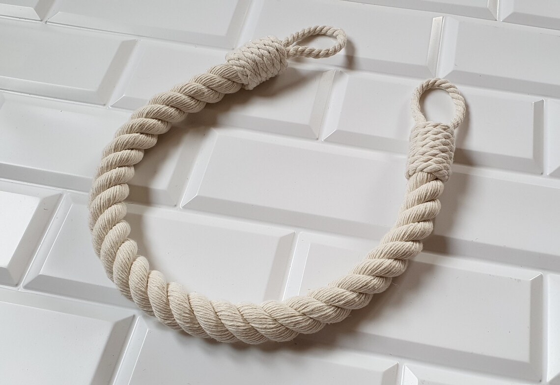 Curtain Tieback White Chunky Cotton Rope. Nautical Decor. Thick Tie ...