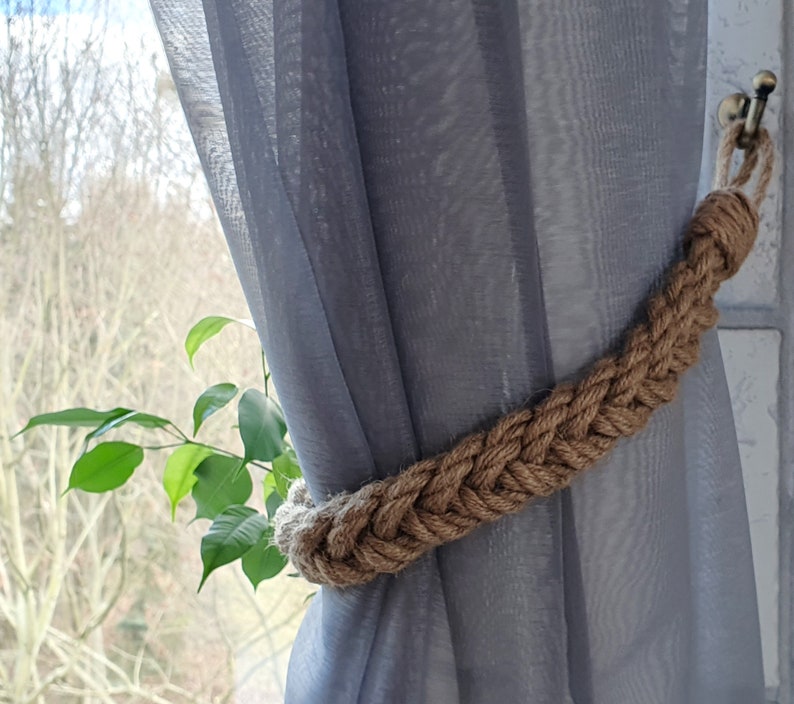 Curtain Tiebacks Chunky Braided. Pigtail of Four Ropes Shabby Chic ...