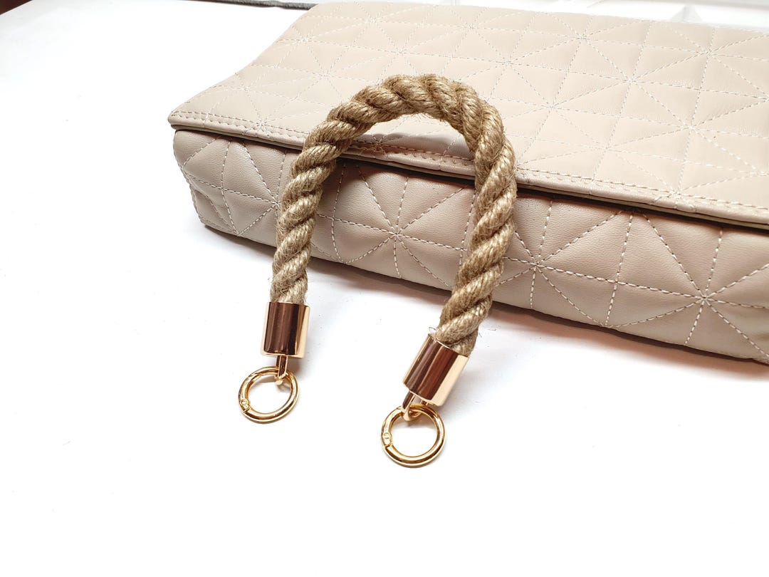 Jute Rope Bag Handles With Gold Hardware - Natural & Stylish - Etsy