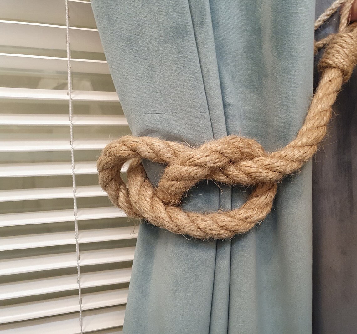Jute Rope Curtain Tie-backs Holdback Curtain Tieback Decor Curtains ...