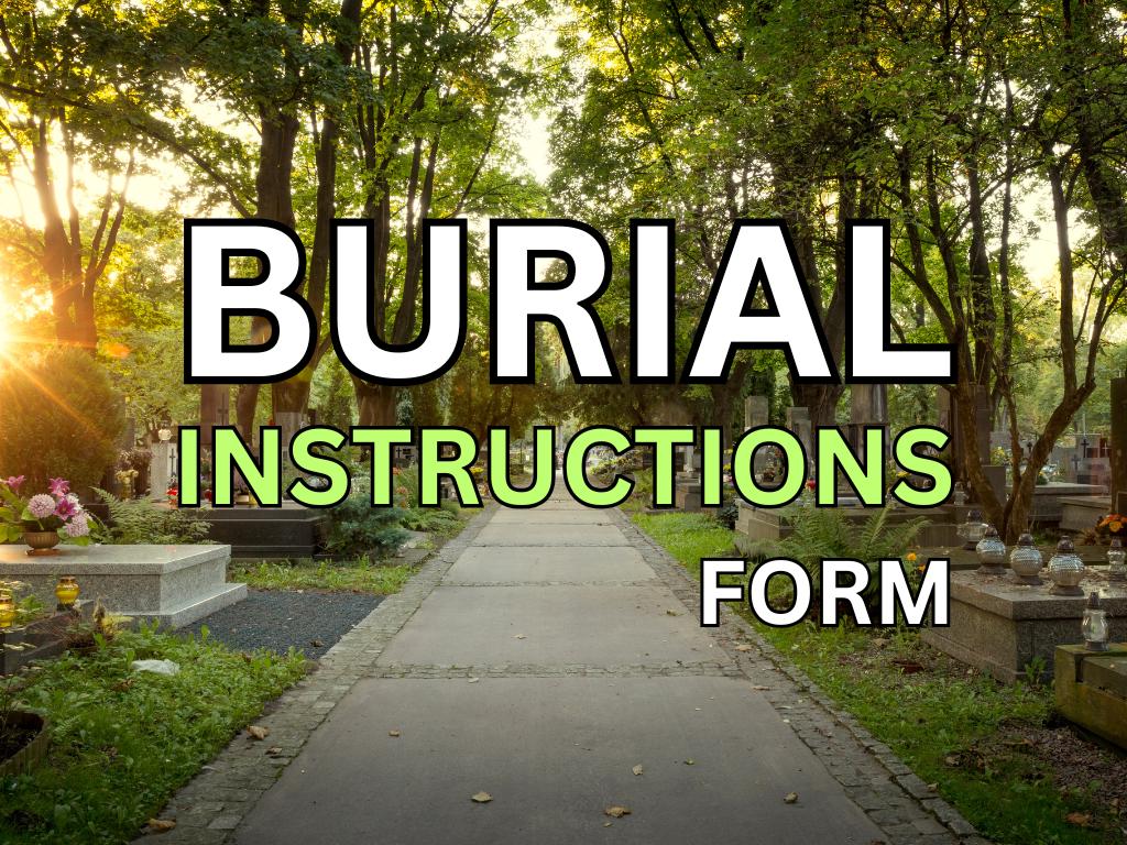 Burial Instructions Form - Digital Download PDF - 2 Page - Etsy