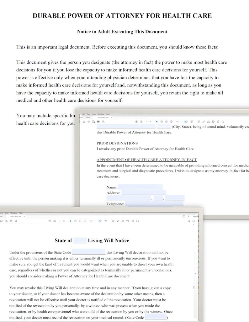 Living Will and Durable Power of Attorney 16 Pages - Etsy