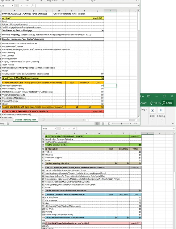 Divorce Budget Worksheet Home Budget Worksheet Excel