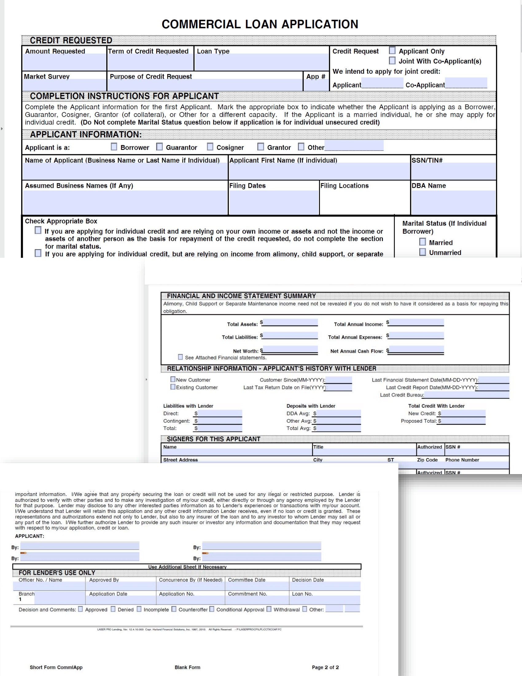 Commercial Business Loan Application Form - Etsy