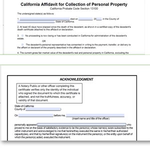 State of California Small Estate Affidavit - Etsy