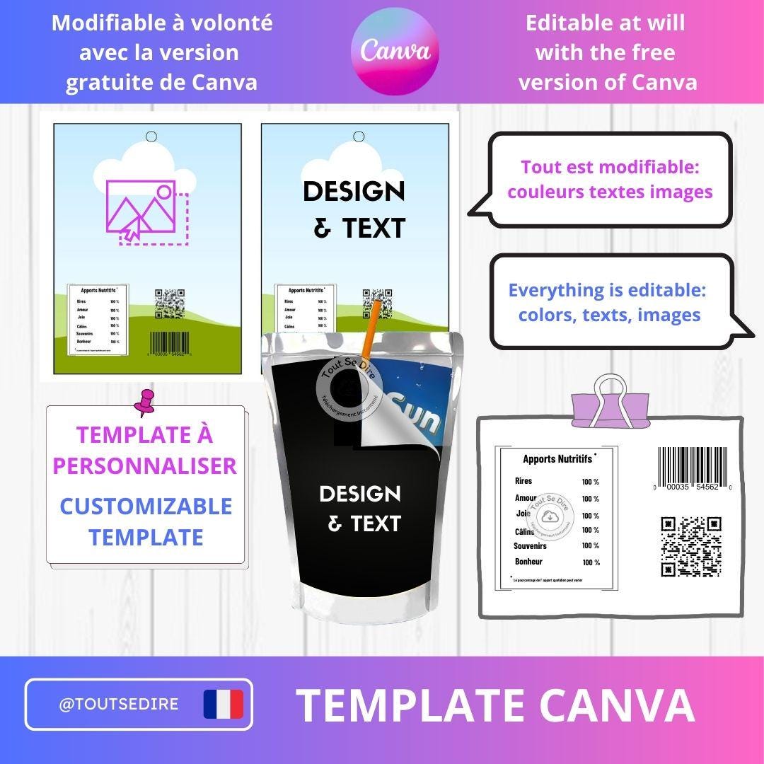 Downloadable Capri Label Template for Juice Pouch Packaging ...