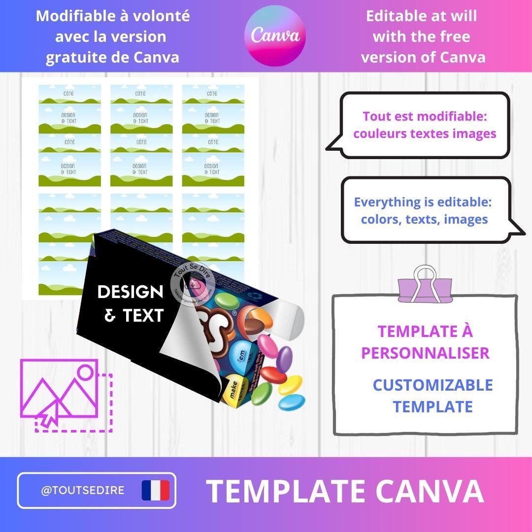 Download Template Smarties Party Packaging Editable Canva Label for ...