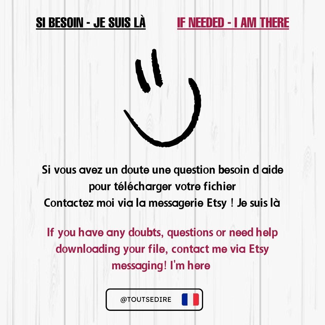 Instant Download French A4 Poster Card for 20th Birthday Girl or Boy to ...