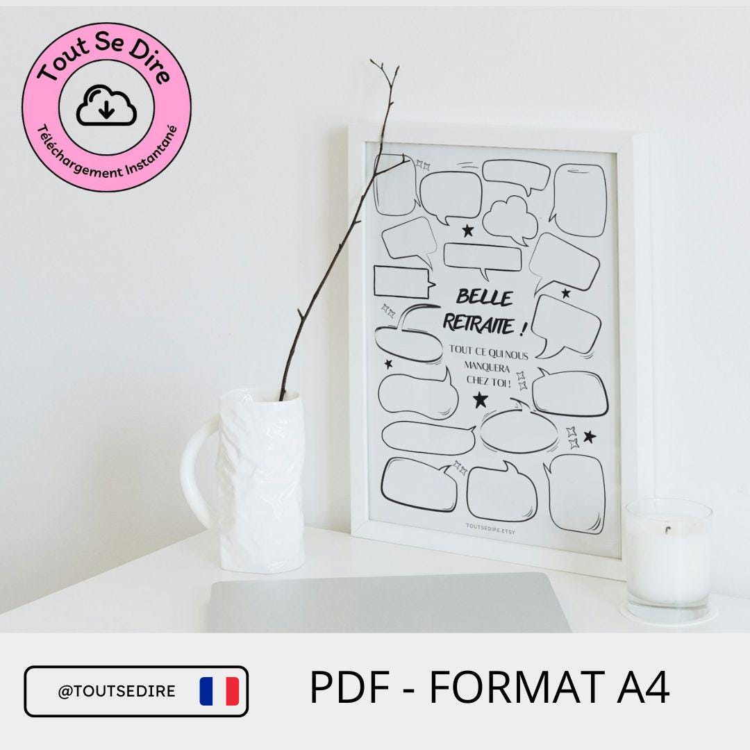 Downloadable PDF A4 French Retirement Card/poster for Colleague/friend ...