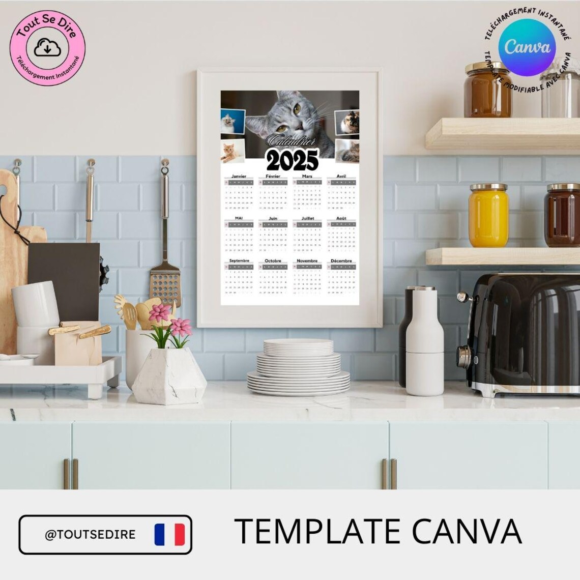 Download Template CALENDAR 2025 Editable Poster in French to ...