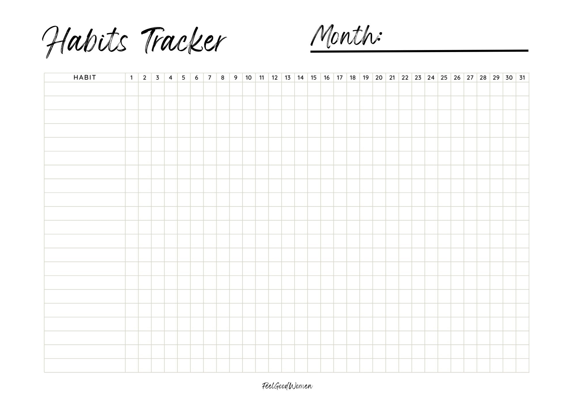 Monthly Habit Tracker - Etsy