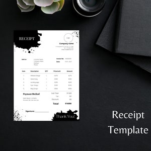 Printable Receipt Template, Editable Template, Canva Template, A4 Sheet ...