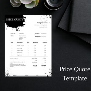 Printable Price Quotation Template, Editable Template, Canva Template ...