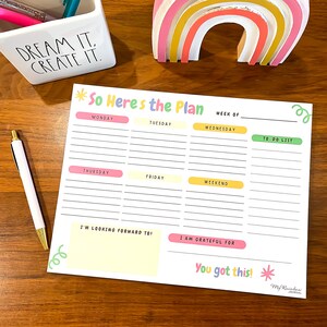 Here's the Plan Weekly Planner Pad, Colorful Happy Teacher Planner ...