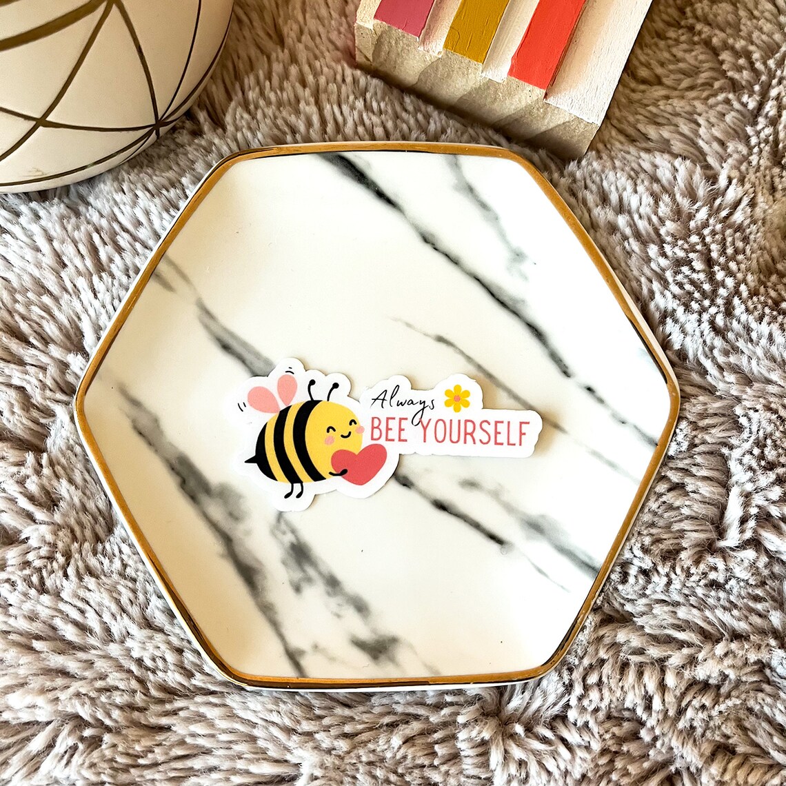 Positive Sticker, Cute Bee Sticker, Be Yourself, Waterproof Sticker - Etsy