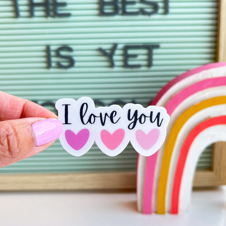 I Love You Sticker Valentine's Sticker, Cute Pink Hearts Sticker for ...