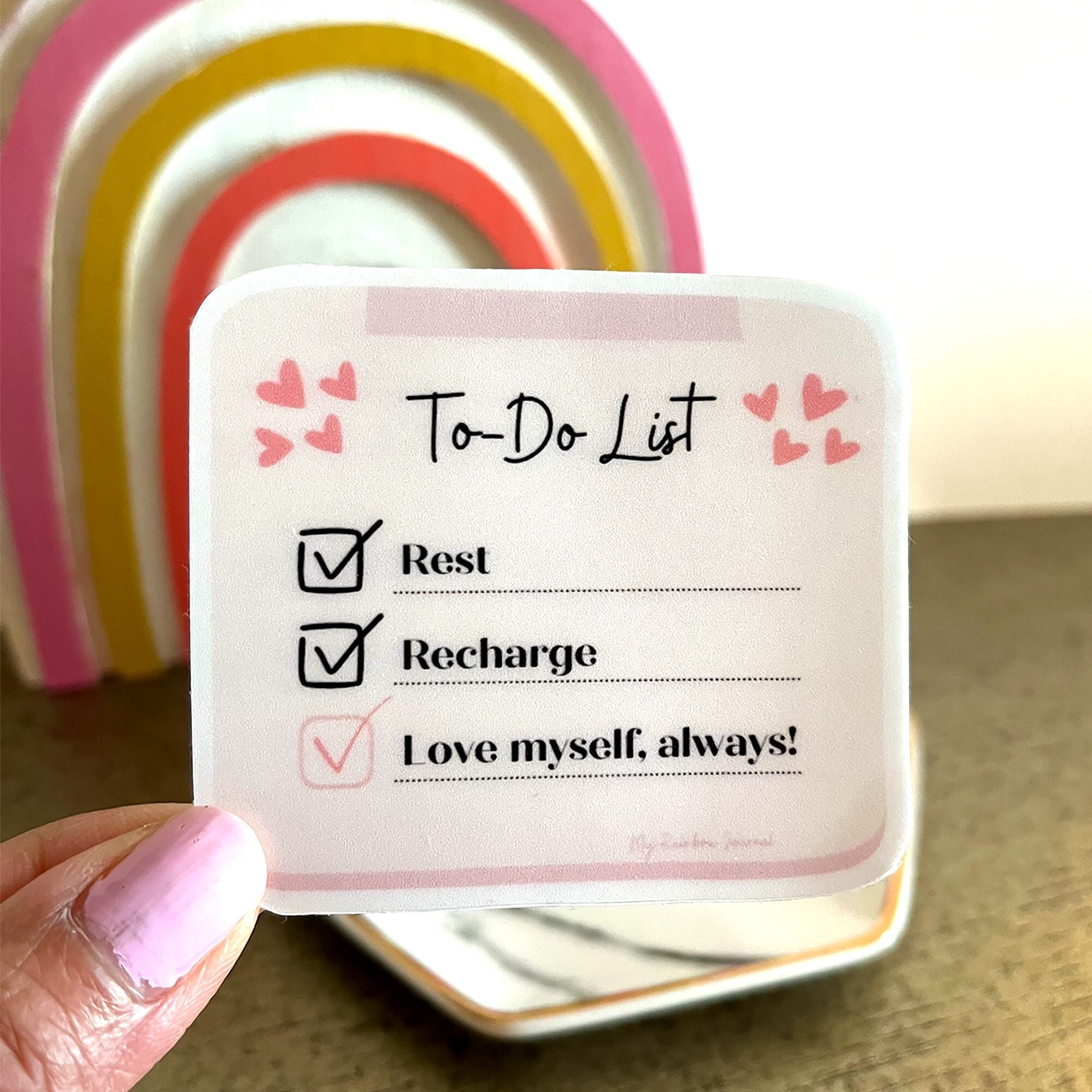 Self Care Checklist Sticker, Positive Mental Health Sticker, Waterproof ...