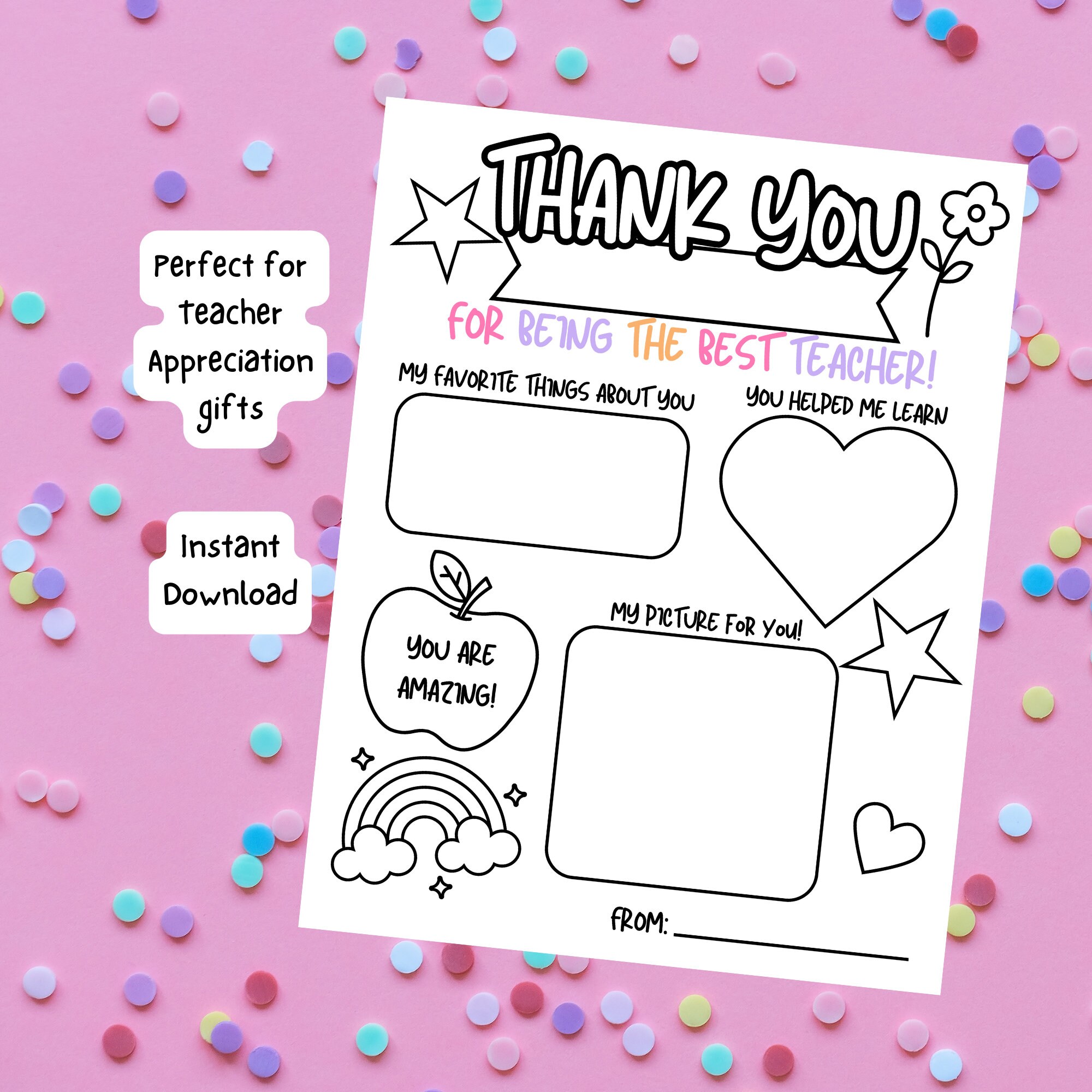 Teacher Appreciation Week Coloring Printable, Teacher Appreciation Gift ...