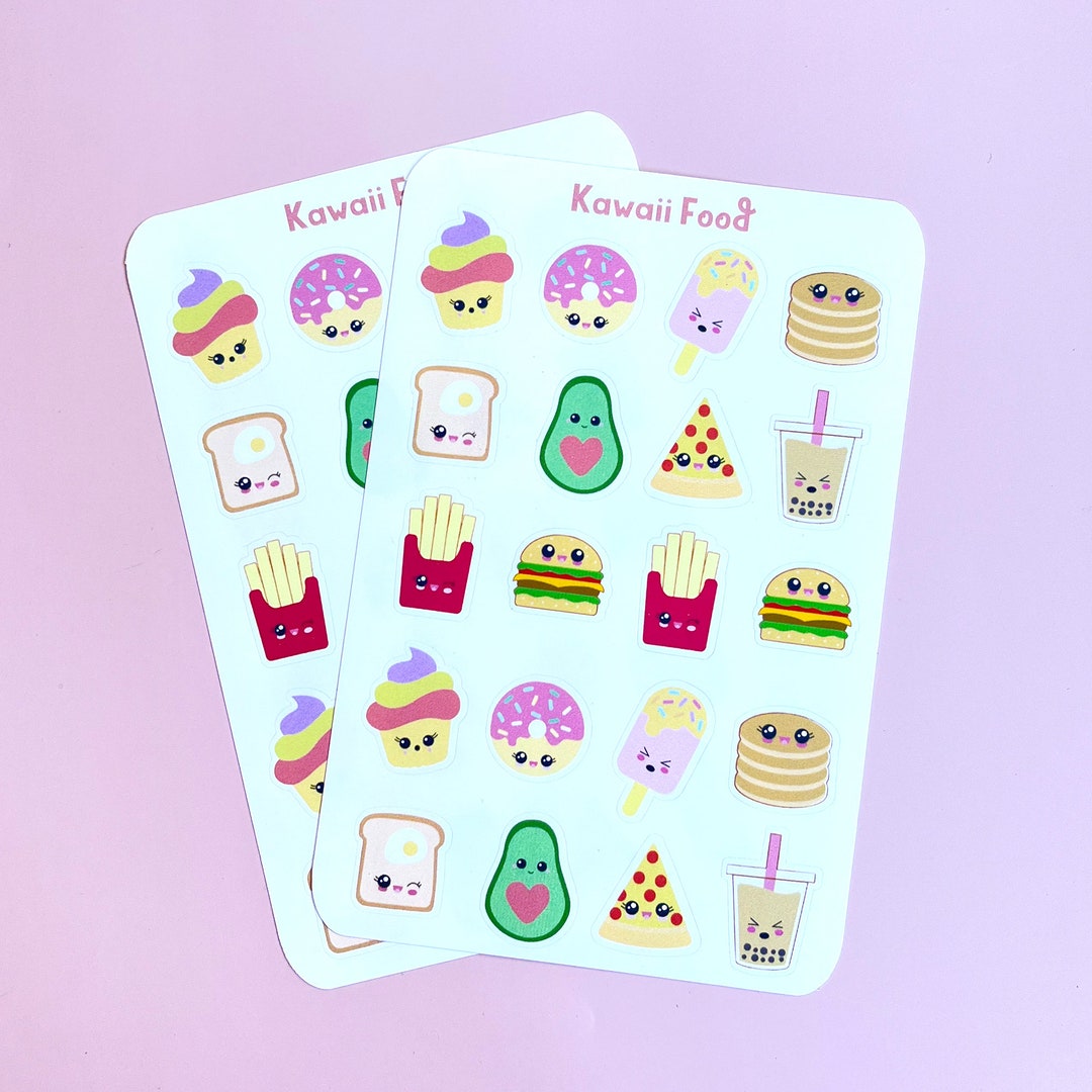 Kawaii Food Sticker Sheet, Cute Kids Sticker Sheet, Journal Planner ...