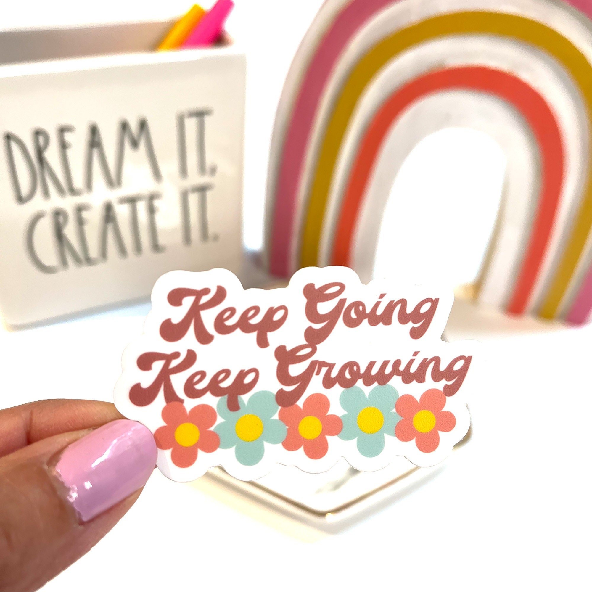 Keep Going Keep Growing Sticker, Motivational Waterproof Sticker, Gifts ...