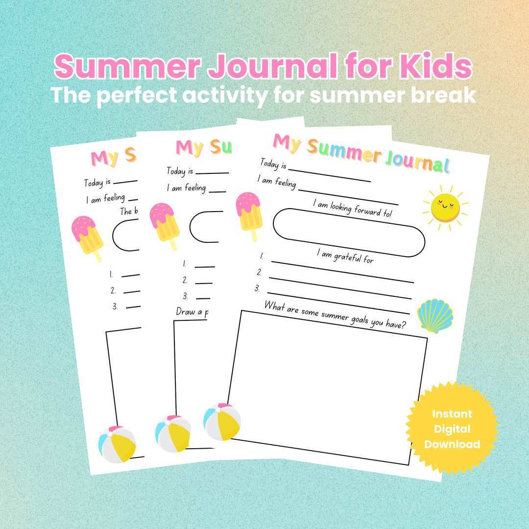 Printable Summer Daily Journal | Gratitude Journal for Kids | Summer ...