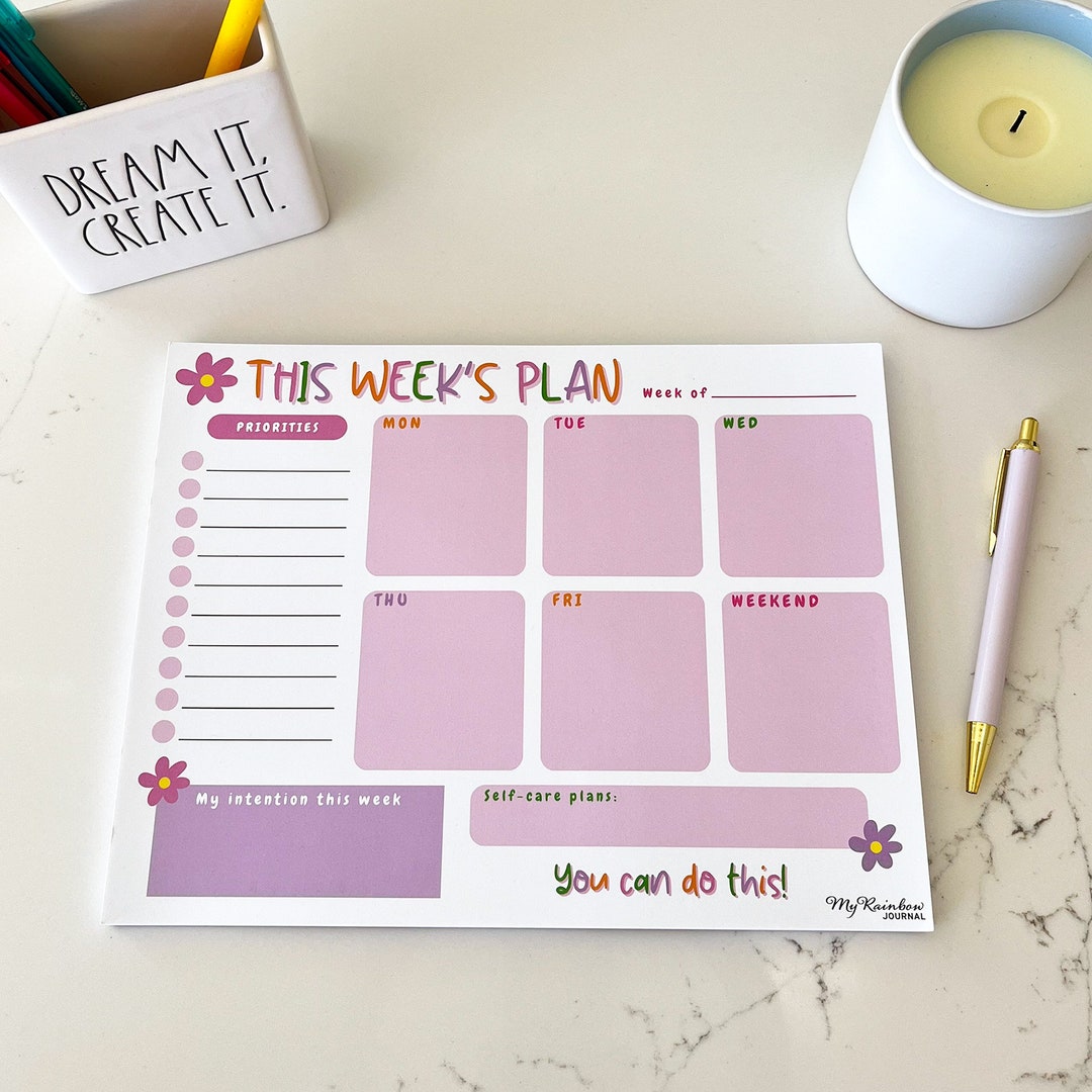 Weekly Planner Notepad, Cute Stationery for Her, Floral Prints Desk ...