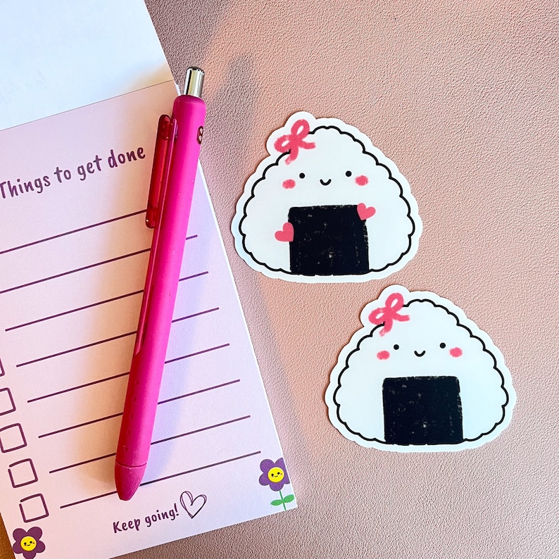 Onigiri Rice Ball Sticker, Cute Kawaii Japanese Food Sticker, Asian ...
