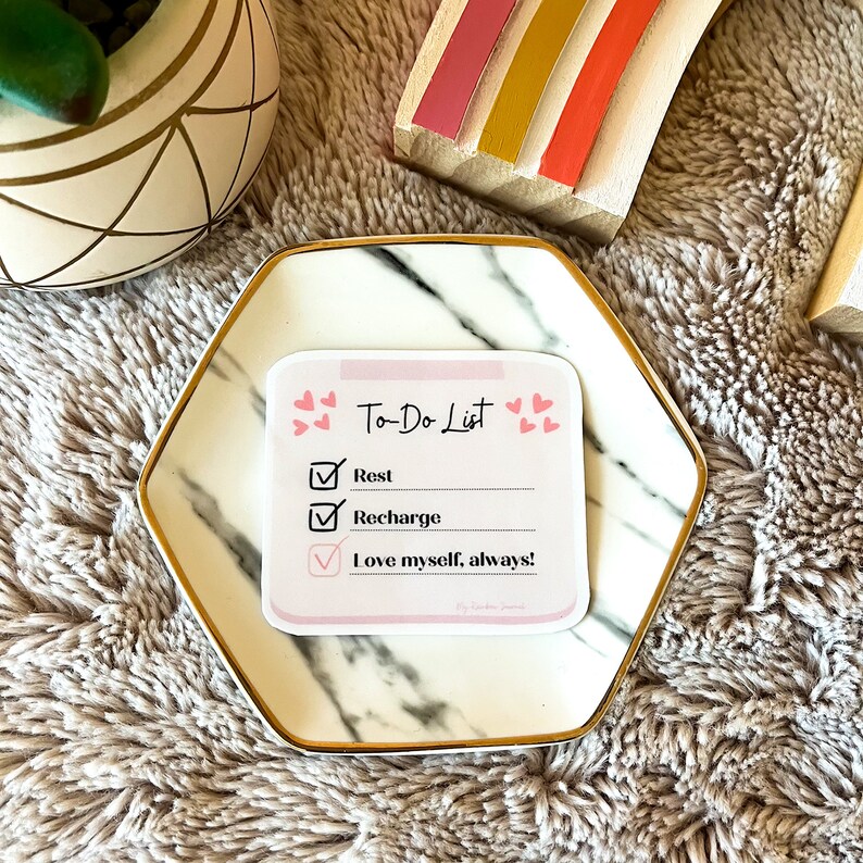 Self Care Checklist Sticker, Positive Mental Health Sticker, Waterproof ...