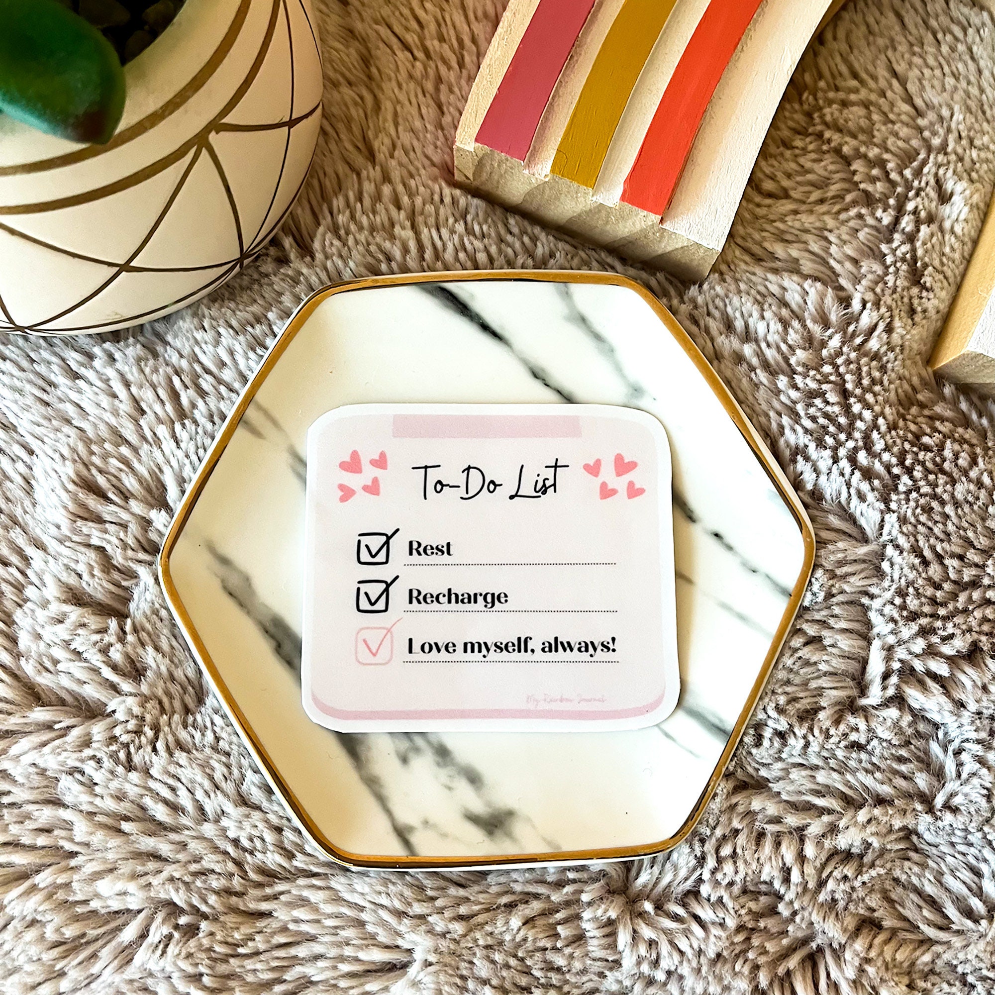 Self Care Checklist Sticker, Positive Mental Health Sticker, Waterproof ...