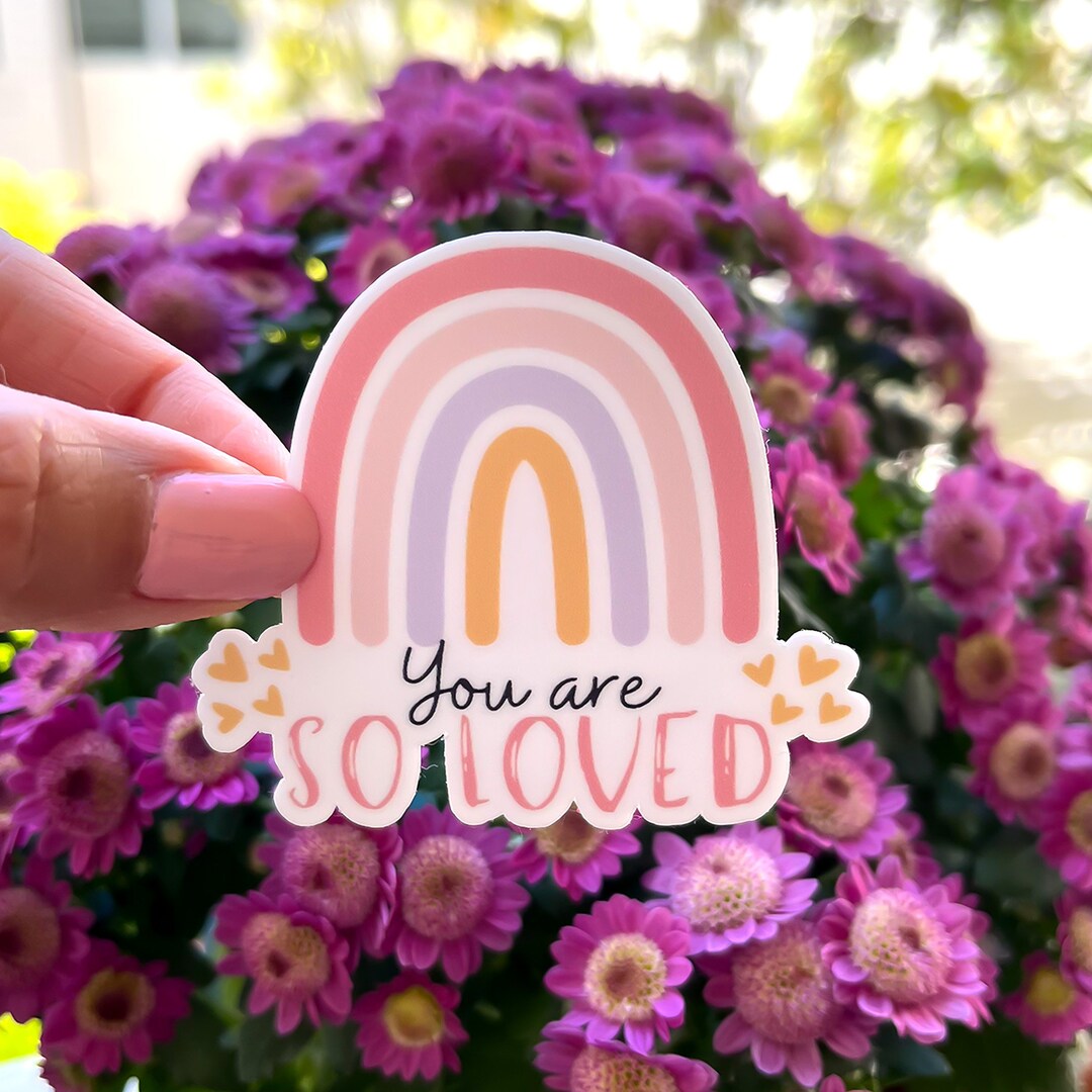 Boho Rainbow Sticker Gift for Kids, You Are Loved Waterproof Decal ...