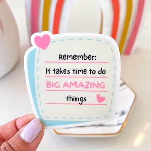 It Takes Time Cute Notebook Sticker, Positive Affirmation Decal, Cute ...