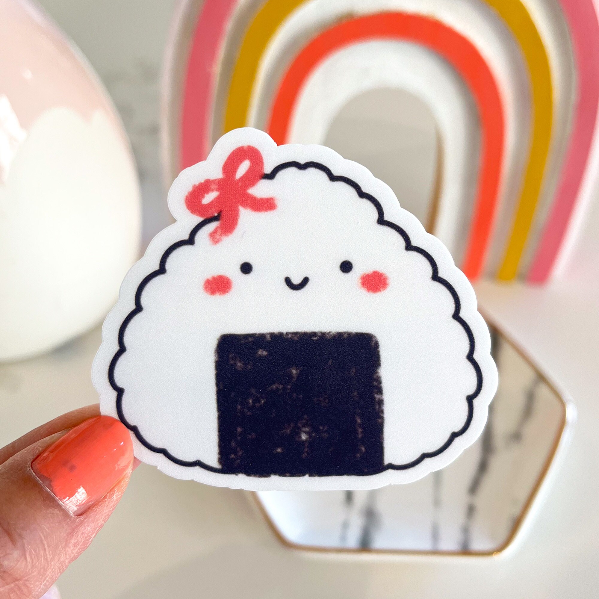 Onigiri Rice Ball Sticker, Cute Kawaii Japanese Food Sticker, Asian ...
