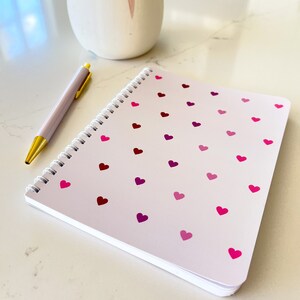 Valentines Heart Spiral Notebook, Cute Small Pink Hearts Journal ...