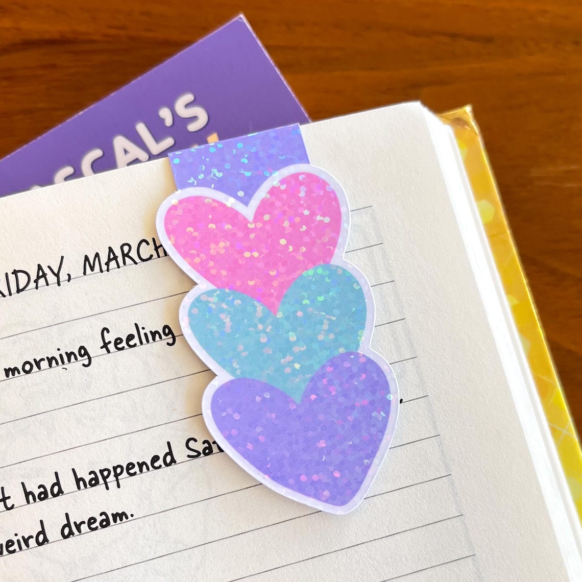 Love Stacked Hearts Magnetic Bookmark, Cute Rainbow Hearts Bookish ...