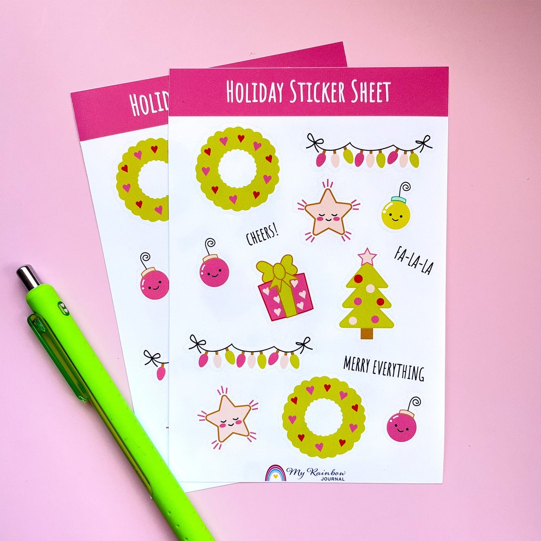 Cute Holiday Sticker Sheet, Christmas Stickers, Journal and Planner ...