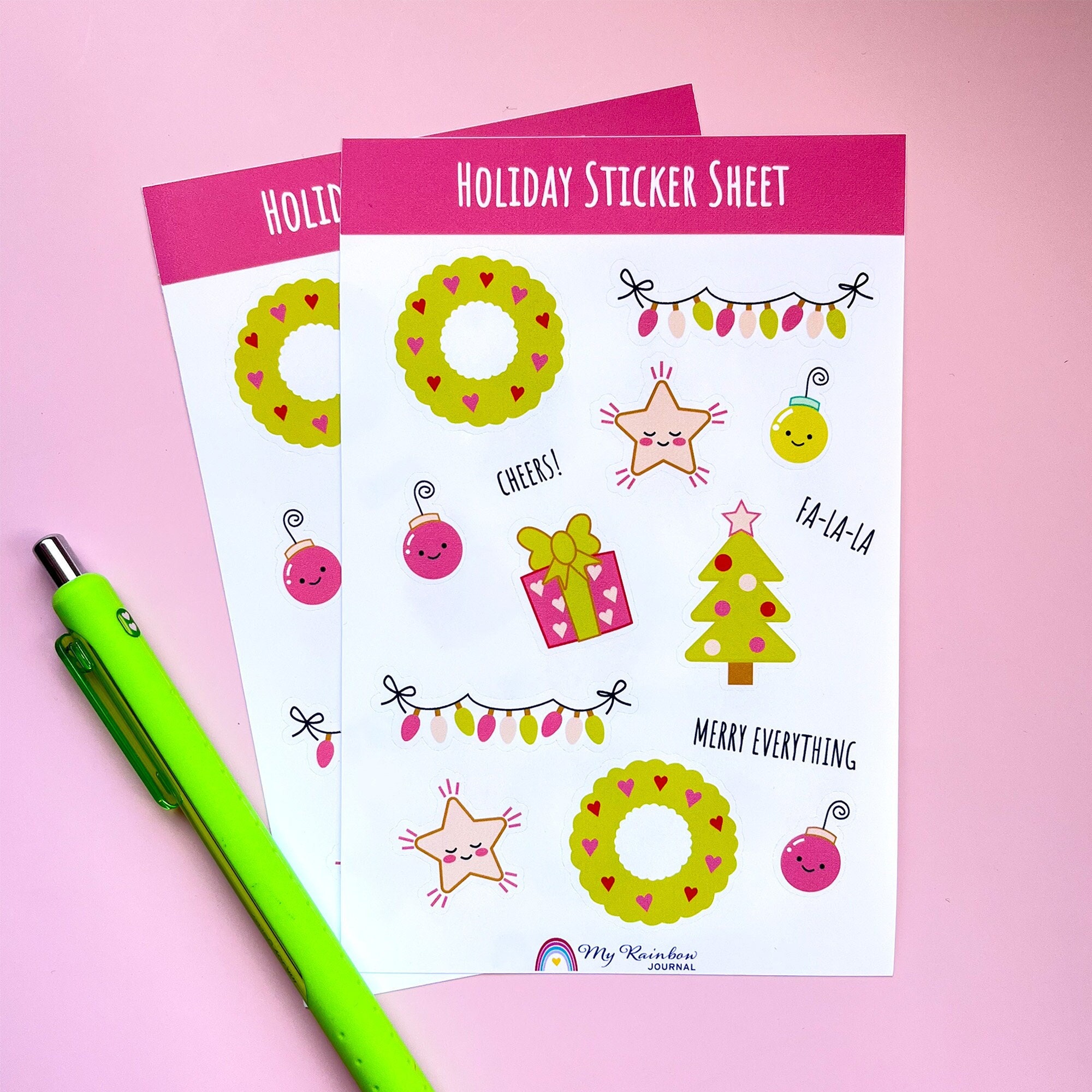 Cute Holiday Sticker Sheet, Christmas Stickers, Journal and Planner ...