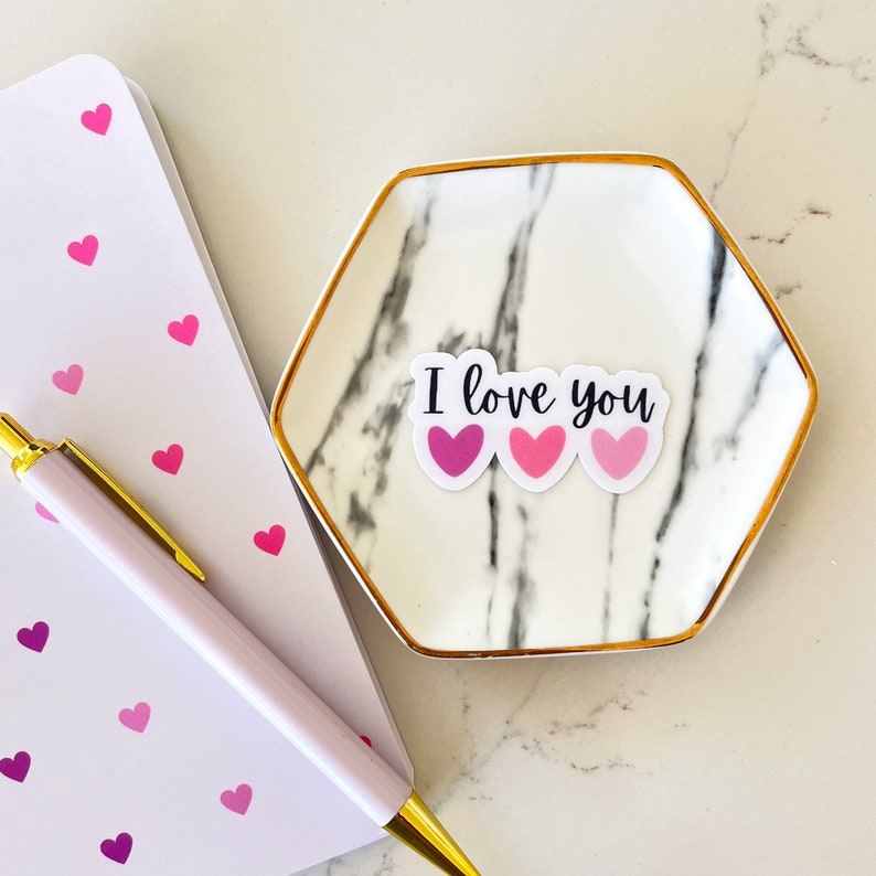 I Love You Sticker Valentine's Sticker, Cute Pink Hearts Sticker for ...