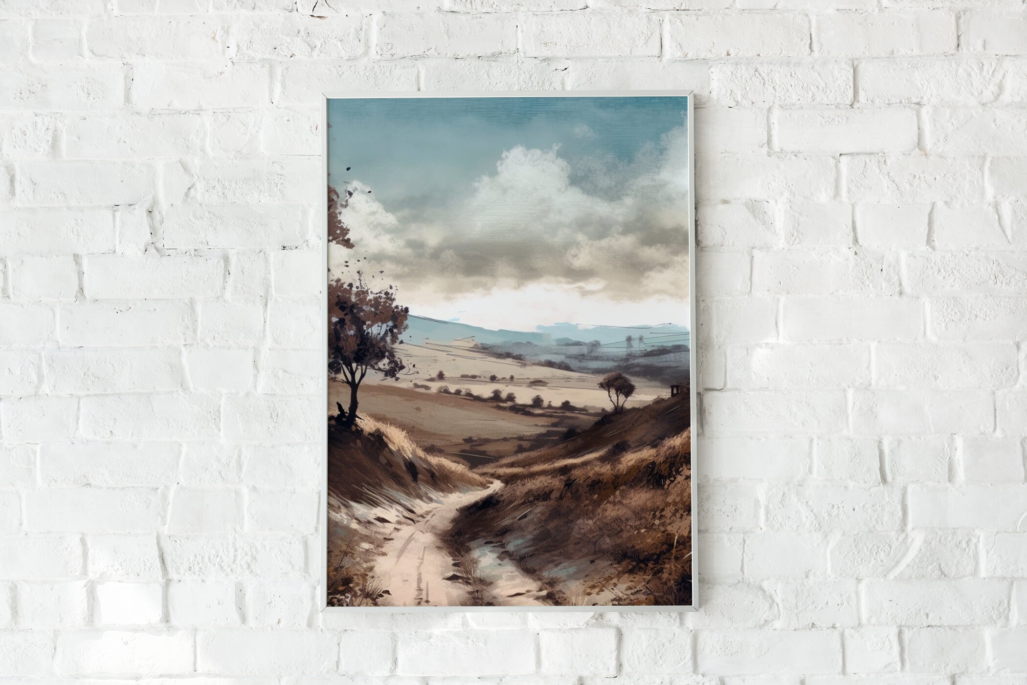 Vintage Road, Vintage Landscape, Peaceful, Road, Digital Print, AI Art ...