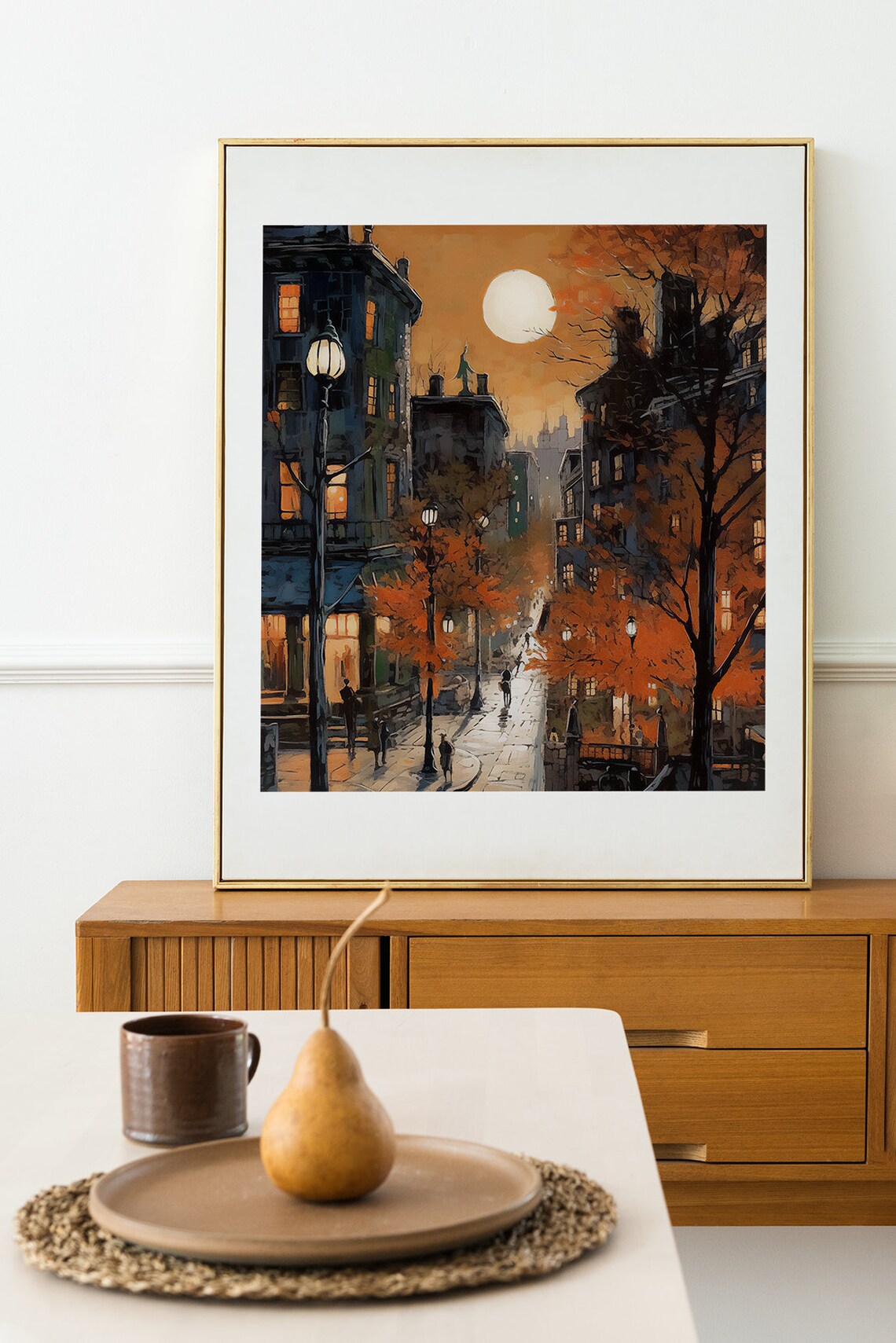 Fall City Street, Cobblestone Street, Fall Decor, Digital Art, A.I. Art ...