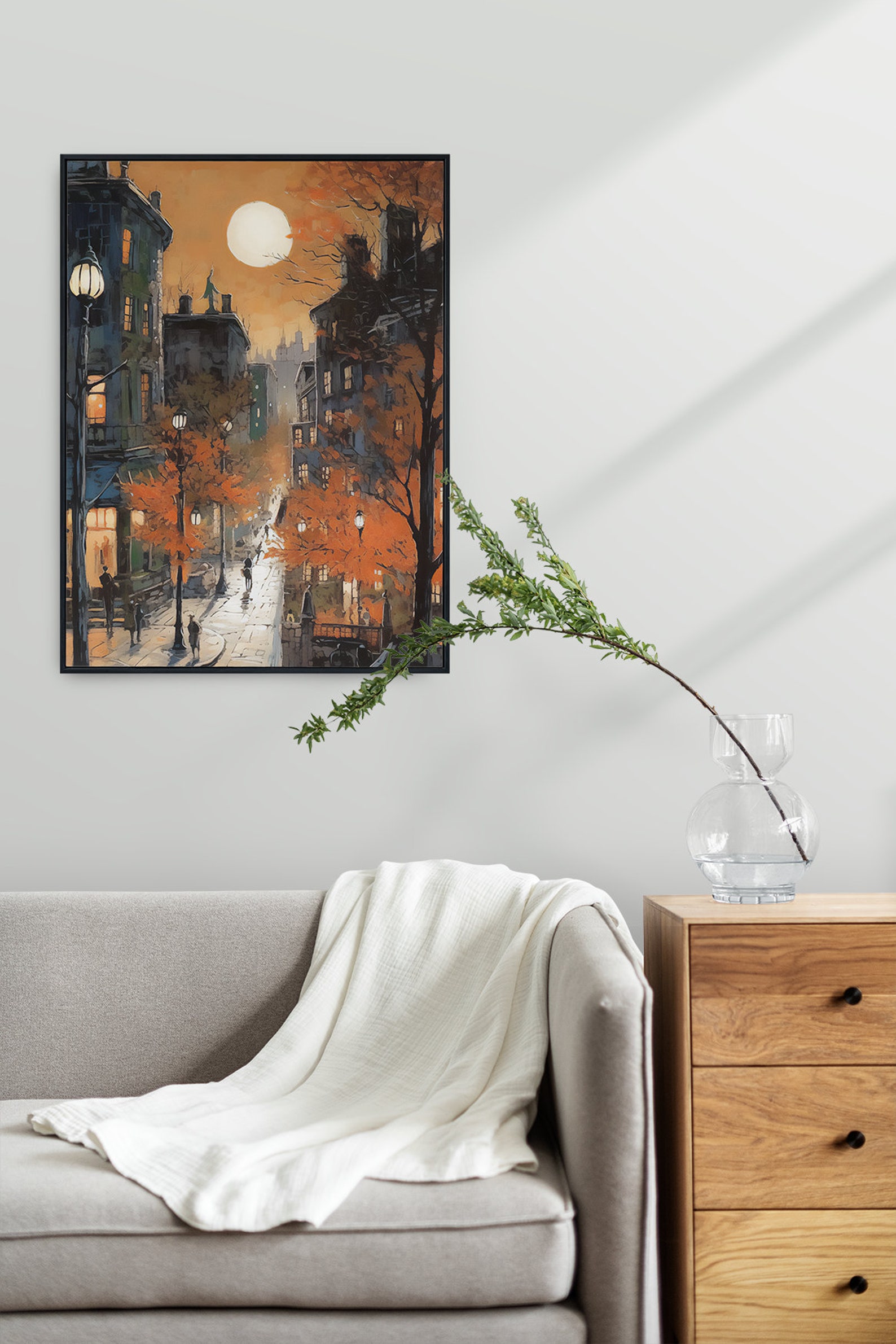 Fall City Street, Cobblestone Street, Fall Decor, Digital Art, A.I. Art ...