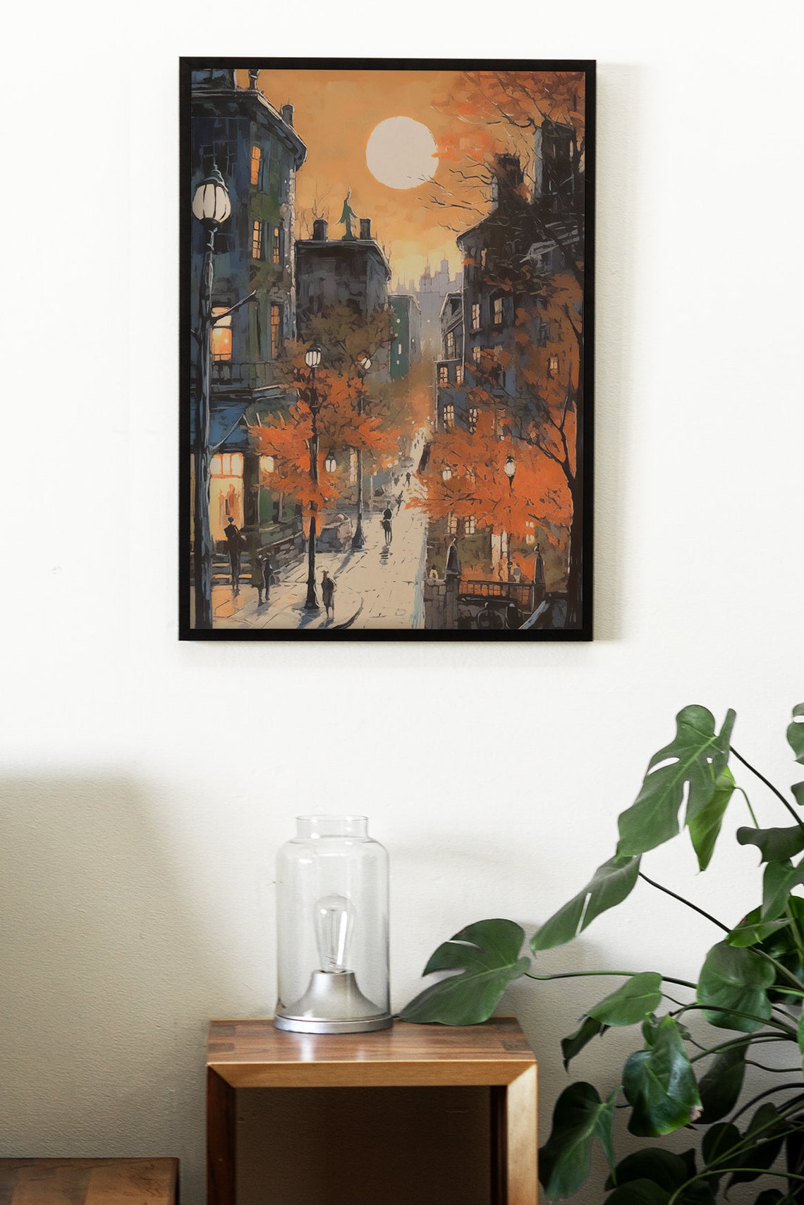 Fall City Street, Cobblestone Street, Fall Decor, Digital Art, A.I. Art ...