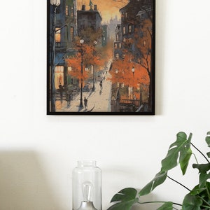 Fall City Street, Cobblestone Street, Fall Decor, Digital Art, A.I. Art ...