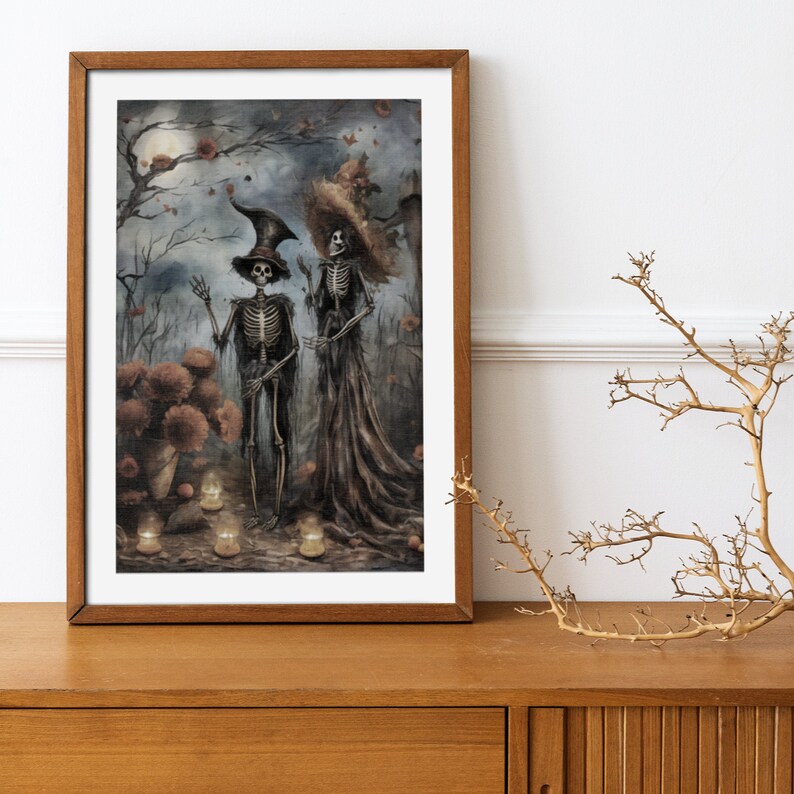 Blooming Beyond the Grave, Halloween Decor, Skeletons, Fall Art, Fall ...