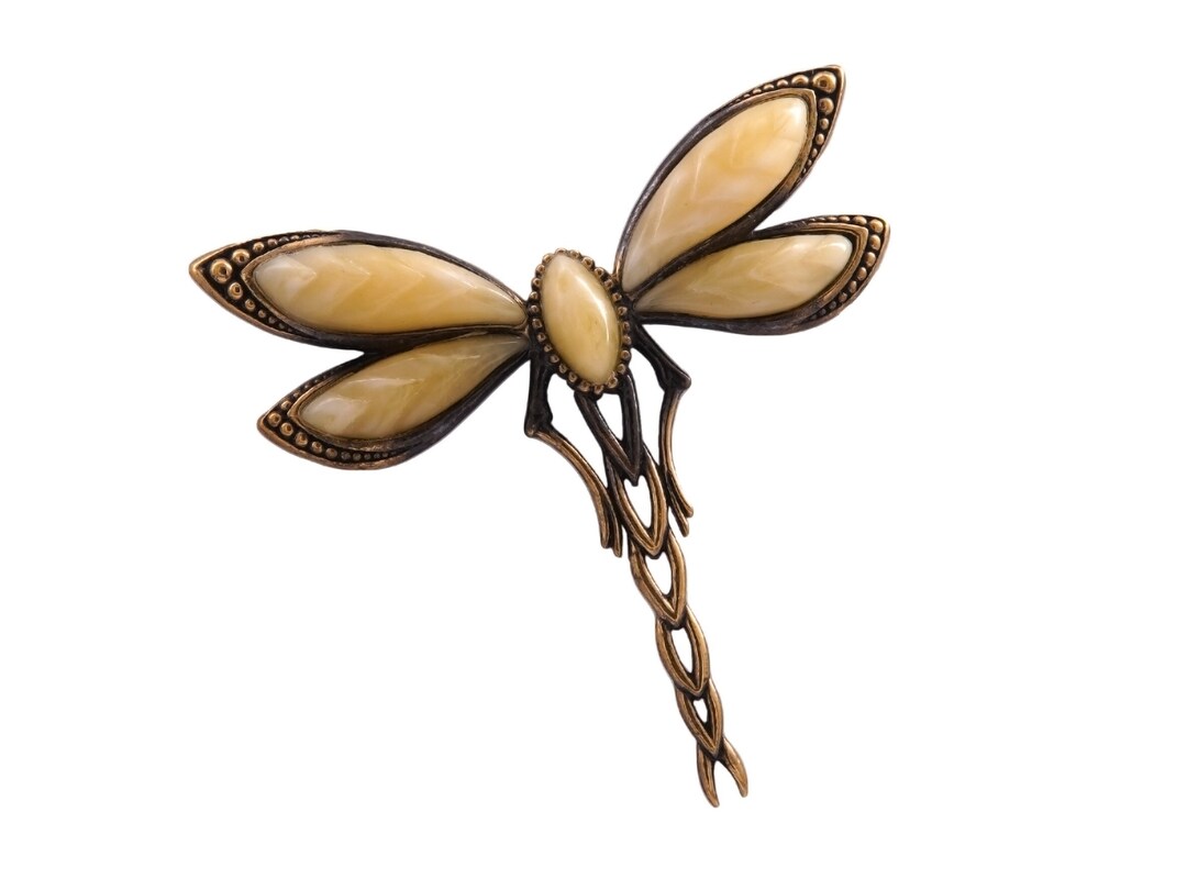 Baltic Amber Dragonfly Brooch, Yellow or Cognac Amber Brooch, Dragonfly ...
