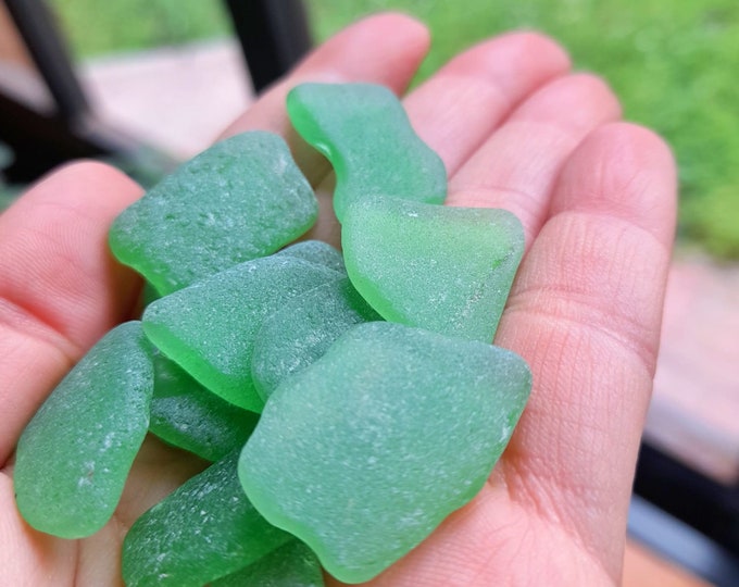 10-piece Extra Large Green Sea Glass Set - Beach Glass Collection (2-3 ...