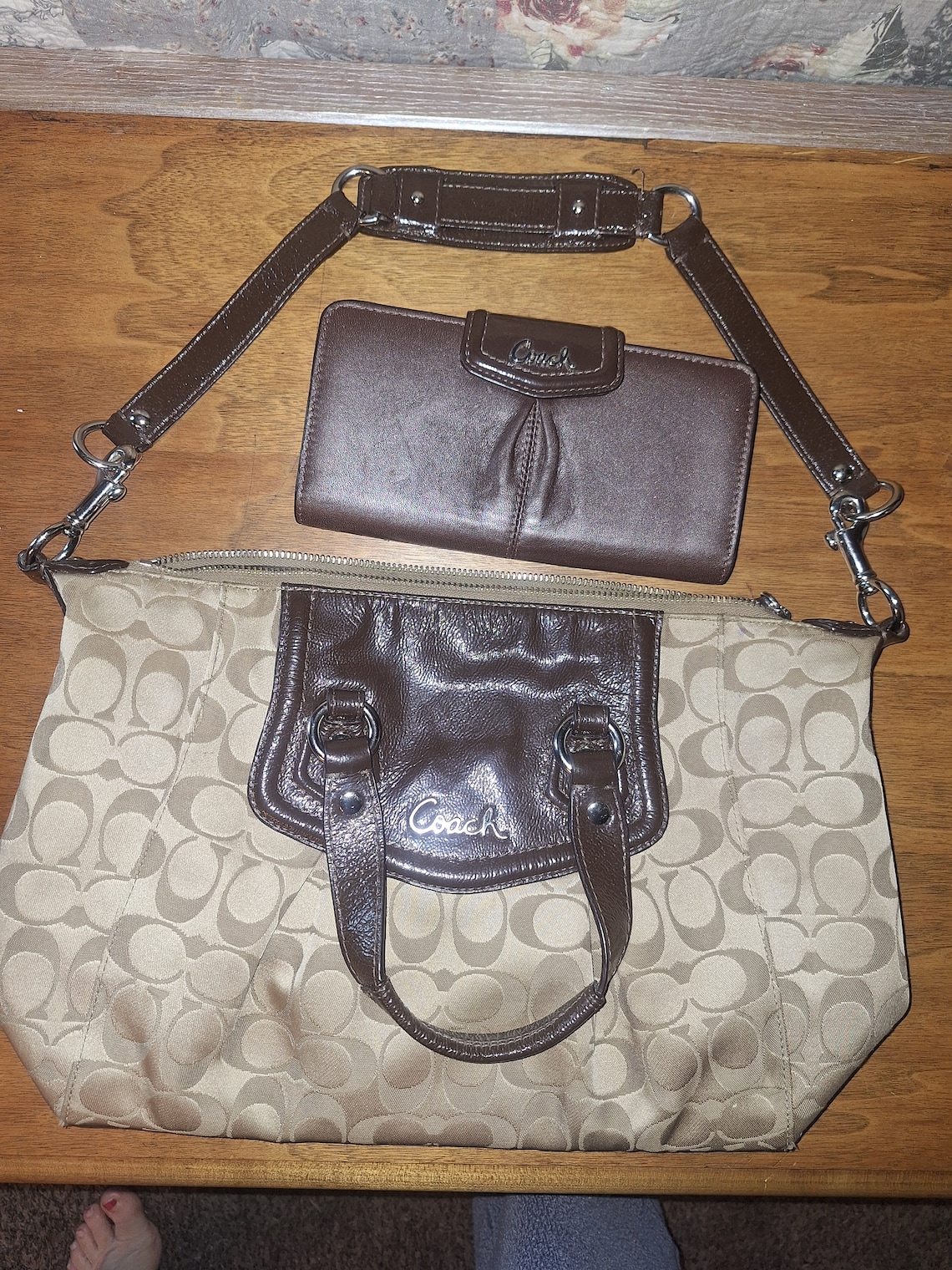 Coach Signature Hand Bag & Matching Wallet Set - Etsy