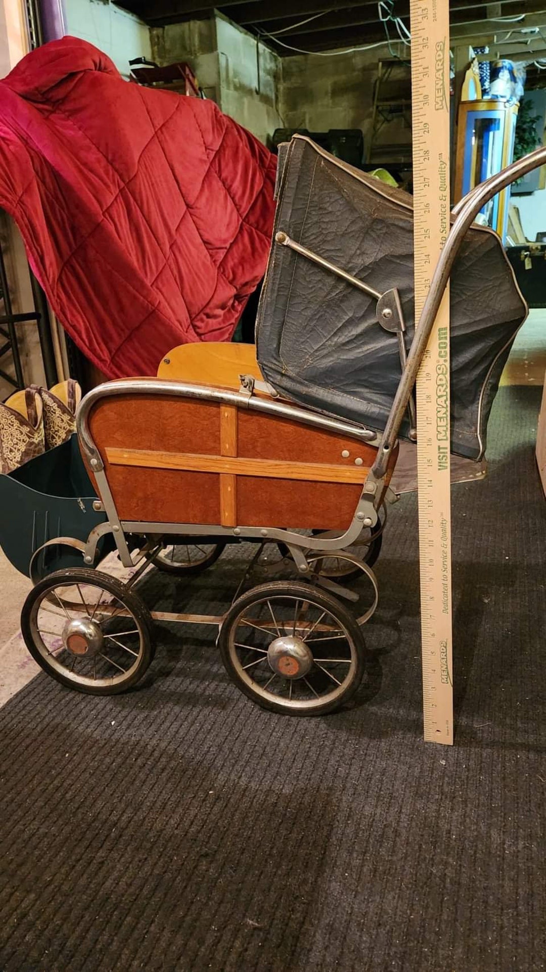Unique Vintage Haywood Wakefield Baby Buggy Leather and Wood - Etsy